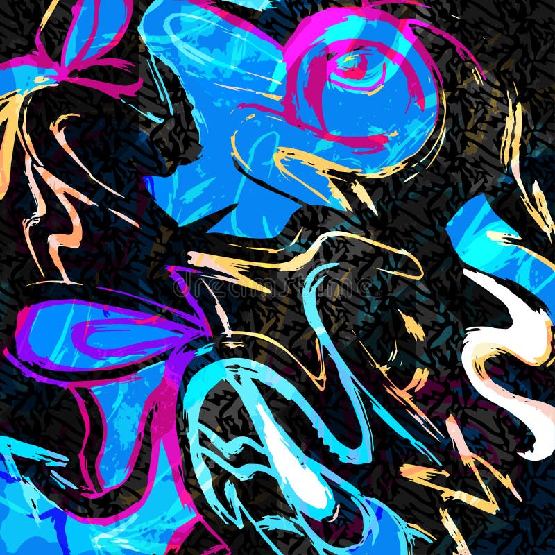 Psychedelic Colored Graffiti Pattern Vector Illustration Stock Vector ...