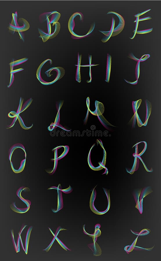 3D Psychedelic Alphabet Font. Colorful Letters and Numbers in 60s Hippy ...