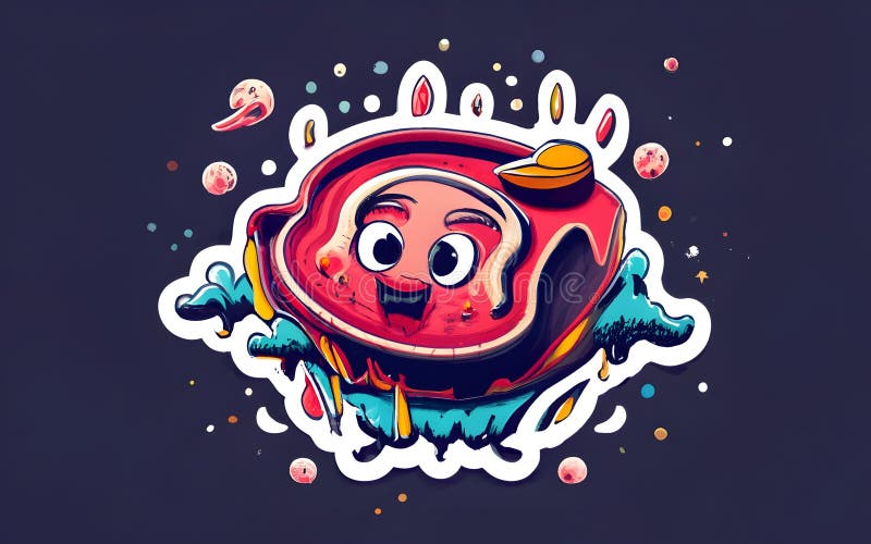 : a Psychedelic, Colorful Cake Surrounded by Rainbows, Planets, Palm ...