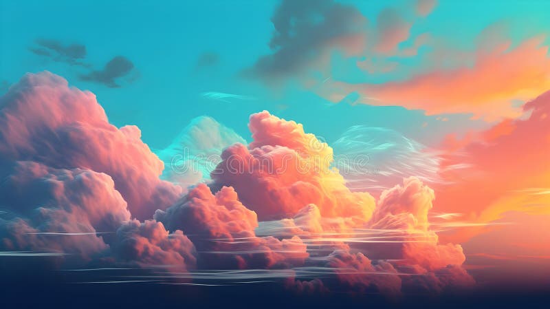 Psychedelic Colors Sunset Sky Background Stock Illustration ...