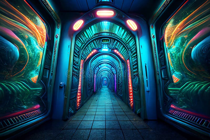 A Psychedelic Corridor that Goes Deep into the Mind Stock Illustration ...