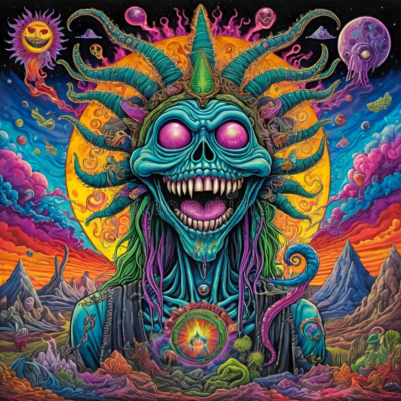 Psychedelic Creature S Dreamscape Stock Image - Image of psychedelic ...