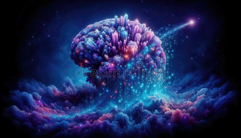 Psychedelic Crystal Brain, Mind Universe, Astral Projection, Abstract ...