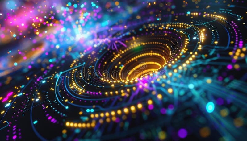 Psychedelic 3D Model of Vibrant Data Particles Swirling through an ...