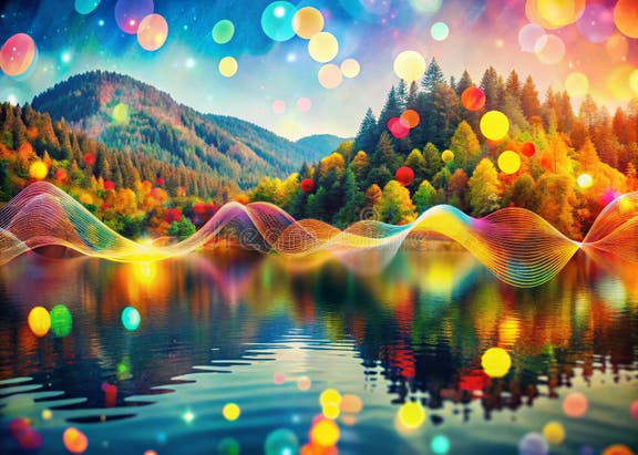 Psychedelic Double Exposure Abstract Sine Wave Pattern with Swirling ...