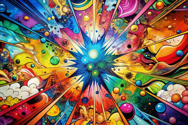 Psychedelic Double Exposure Comic Background Vibrant Abstract Art for ...