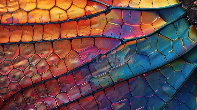 Psychedelic Dragonfly Wing Texture - Multicolored Microscopic Image ...