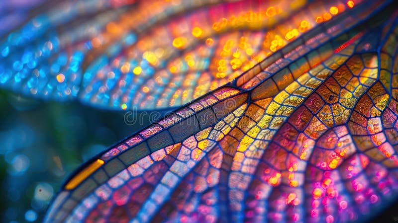 Psychedelic Dragonfly Wing Texture in Multiple Colors - Microscopic ...