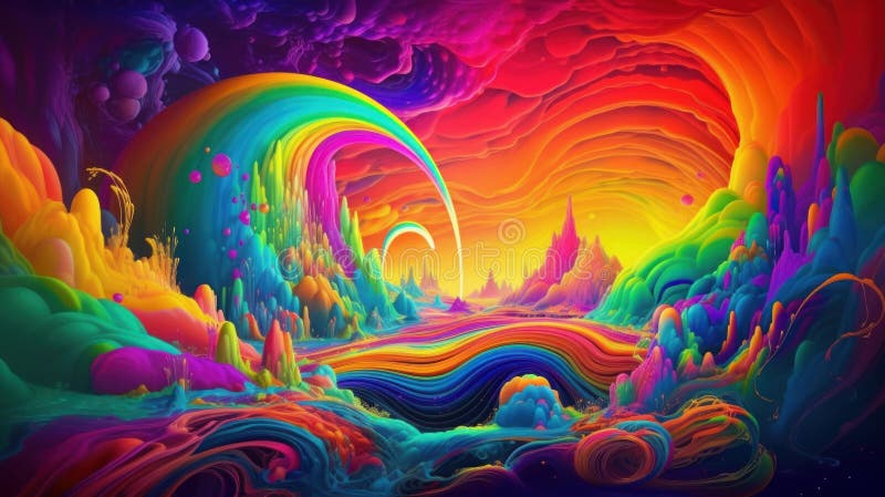 A Psychedelic Dreamscape Colorful Planet Earth Generative AI Stock ...