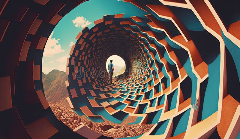 Psychedelic Dreamscape Illusion Collage Stock Illustration ...