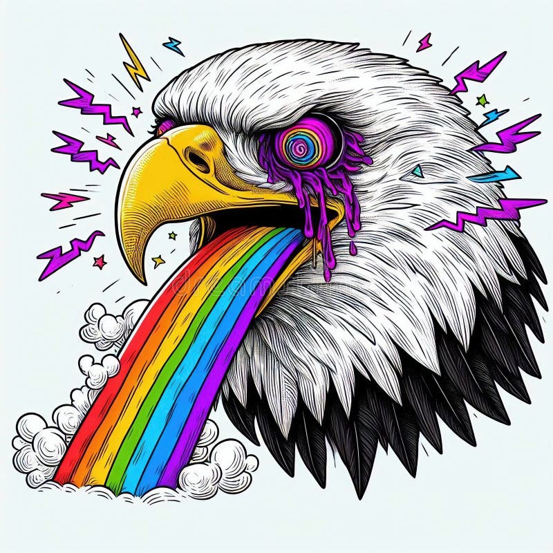 Psychedelic eagle stock illustration. Illustration of tripping - 326647985