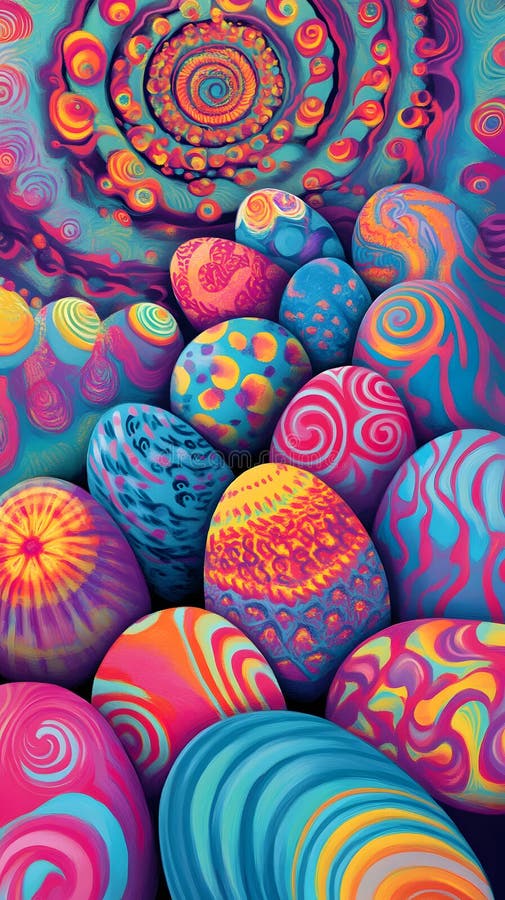 Psychedelic Easter Egg Artwork with Hypnotic Patterns Stock Illustration - Illustration of ...