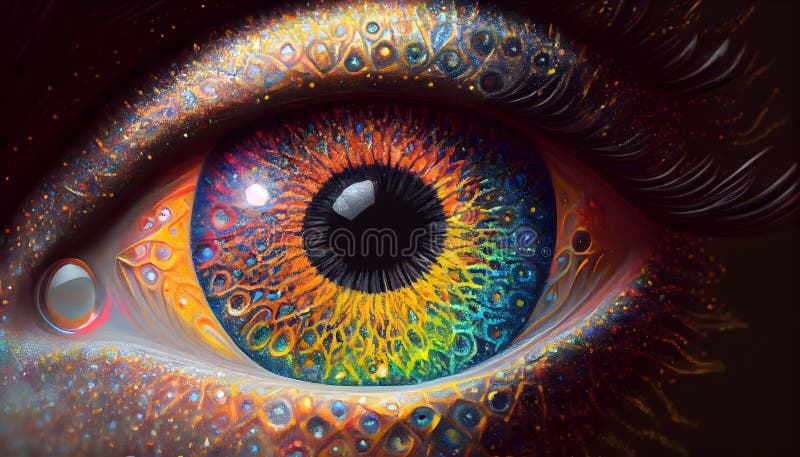 Psychedelic Eye Close Up ,Generative AI Stock Illustration ...