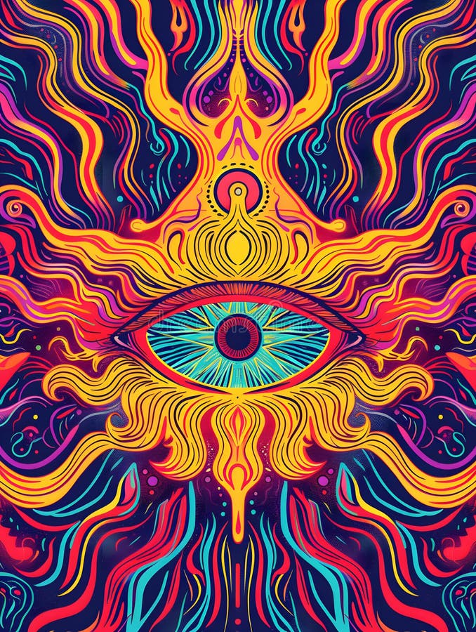 Psychedelic Eye with Vivid Colors and Abstract Elements Stock Image ...