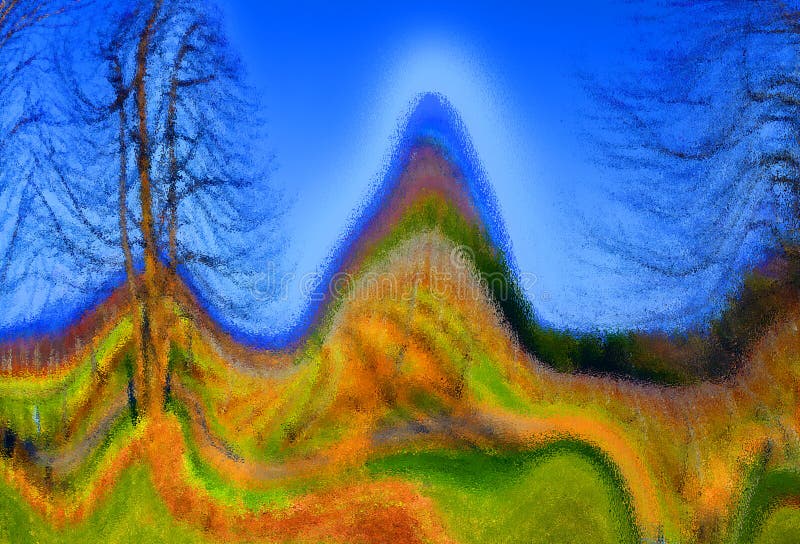 Psychedelic Fall Landscape Background with Colors Pattern Stock Image ...
