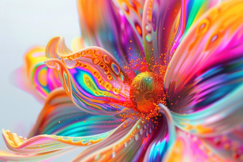 Psychedelic Floral Explosion in Vivid Colors Stock Illustration ...