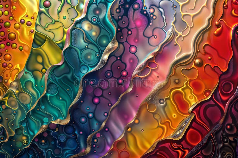 Psychedelic Flow: Wavy Patterns and Bubble-like Shapes in Vibrant Hues ...