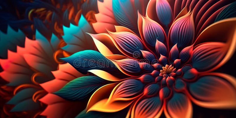 Psychedelic Flower Patterns on a Bright Background Generative AI Stock ...