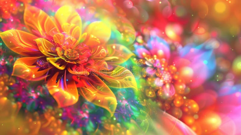 Psychedelic Flower Patterns Exploding in a Vibrant Display of Rainbow ...