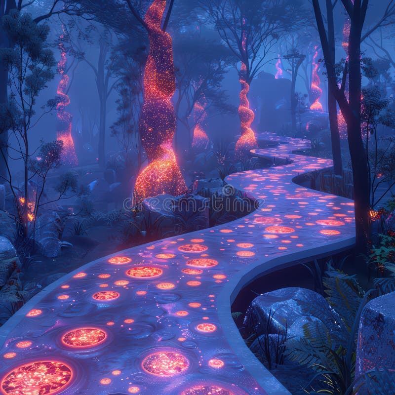 A Psychedelic Forest with Neon-colored Trees, Bioluminescent Plants in ...