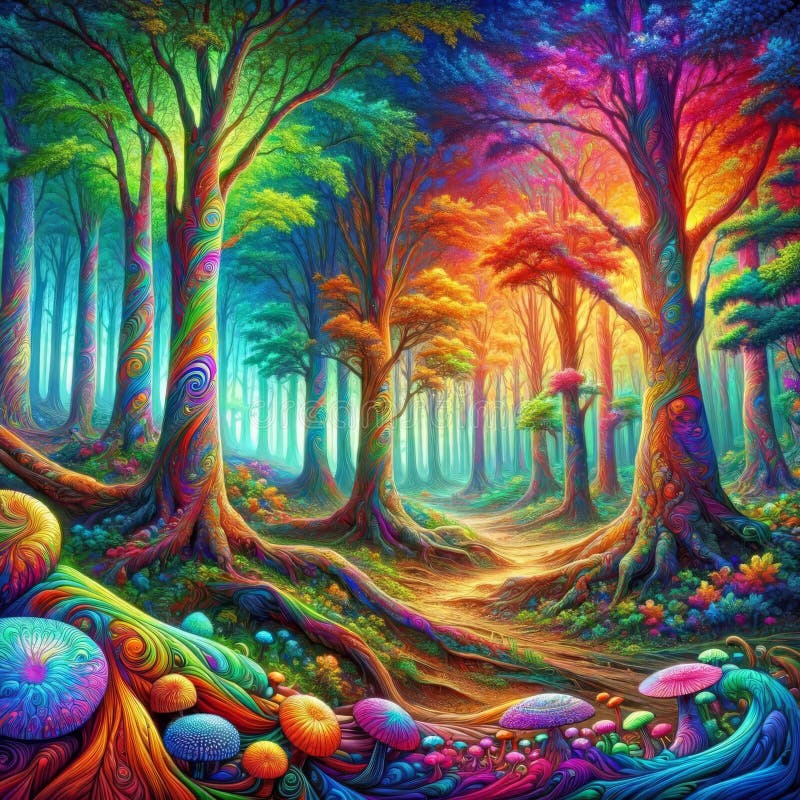 Psychedelic Forest Path stock photo. Image of surreal - 313445640