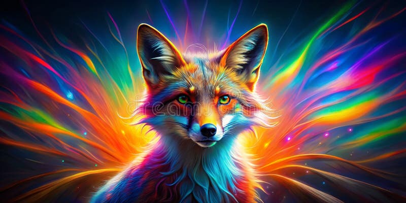 Psychedelic Fox Ray Burst of Light Colourful Abstract Background AI ...