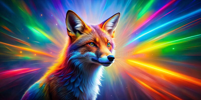 Psychedelic Fox Ray Burst of Light Colourful Abstract Background AI ...