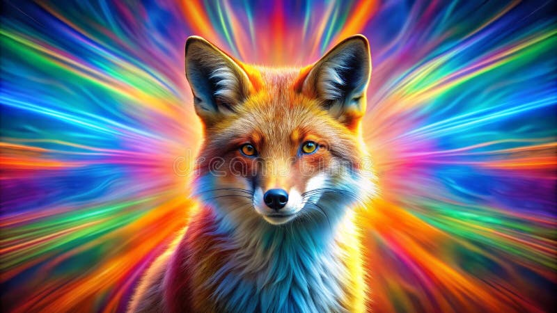 Psychedelic Fox Ray Burst of Light Colourful Abstract Background AI ...