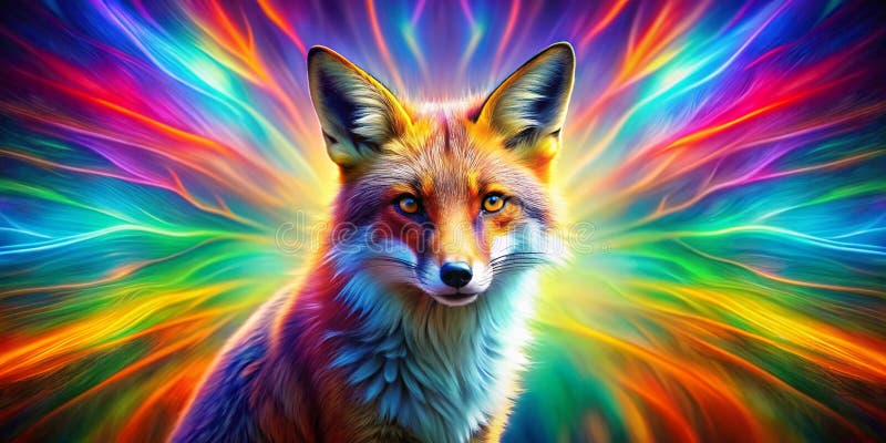 Psychedelic Fox Ray Burst of Light Colourful Abstract Background AI ...