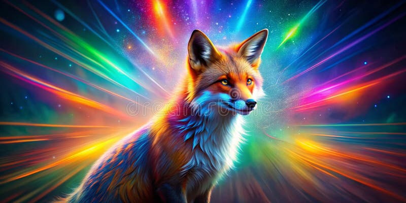 Psychedelic Fox Ray Burst of Light Colourful Abstract Background AI ...