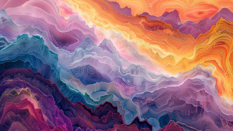 Psychedelic Fractal Landscape Stock Photo - Image of magenta, amber ...