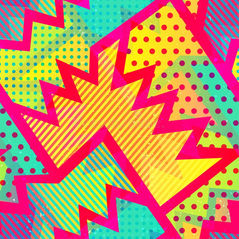 Psychedelic Geometric Seamless Pattern Stock Vector - Illustration of ...