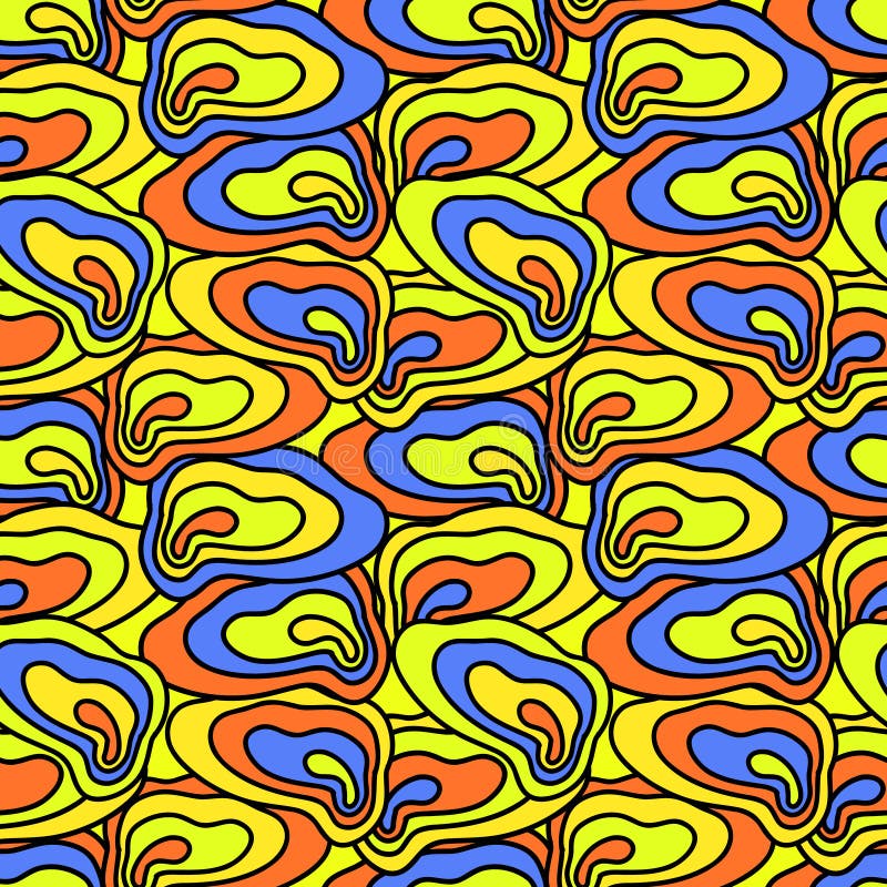 Psychedelic Groovy Pattern with Colorful Abstract Spots, Streaks, Blots ...