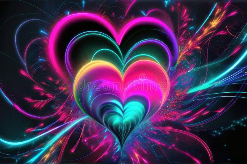 Psychedelic Heart Background at 3-12-2024 Stock Illustration ...