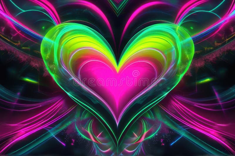 Psychedelic Heart Background at 3-12-2024 Stock Illustration ...