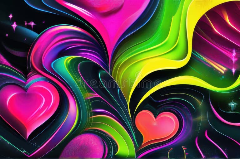 Psychedelic Heart Background at 3-12-2024 Stock Illustration ...