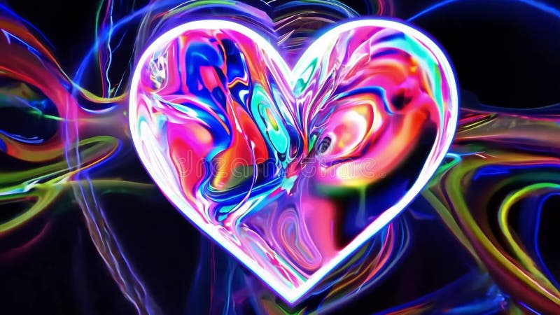 Psychedelic Heart Morphing and Changing Colors Stock Video - Video of ...