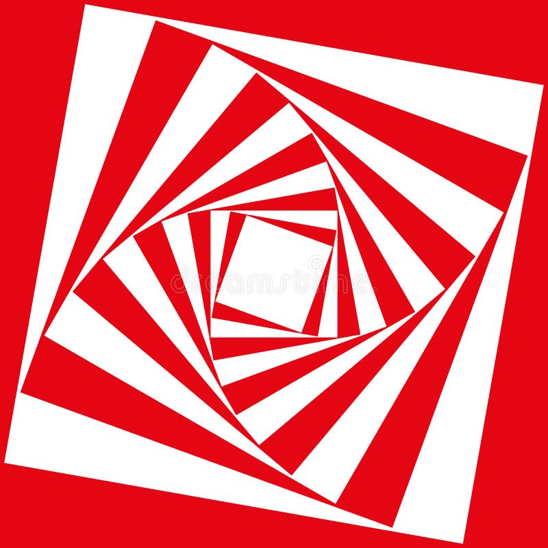 Psychedelic Illusion Spirals Pattern in Red White Stock Illustration ...