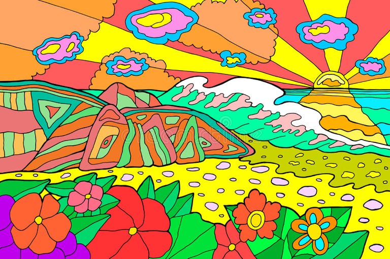 Art Hippie Psychedelic Landscape Stock Illustrations 540 Art Hippie Psychedelic Landscape