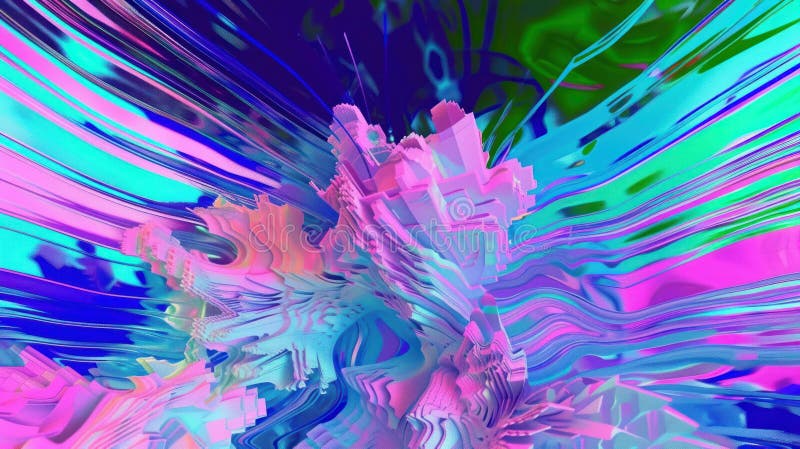 Psychedelic Interlaced Background with Digital Distorted Motion and ...