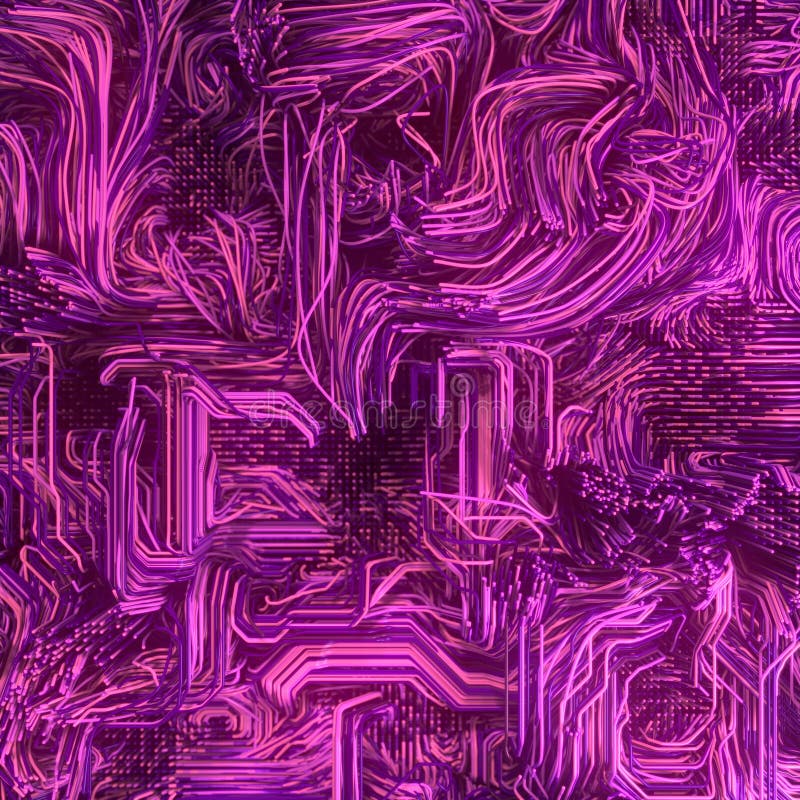 Psychedelic Interweaving Pink Colored Lines. Digital Abstract ...