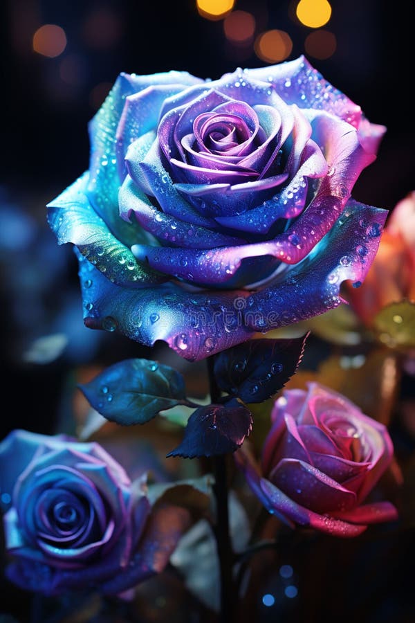 Psychedelic Iridescent Colored Rose, Ai Generated Image Stock ...