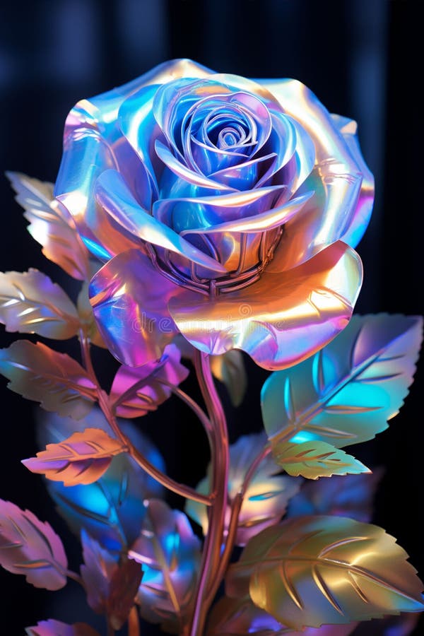 Psychedelic Iridescent Colored Rose, Ai Generated Image Stock ...