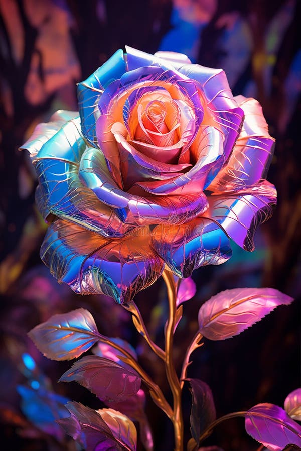 Psychedelic Iridescent Colored Rose, Ai Generated Image Stock ...