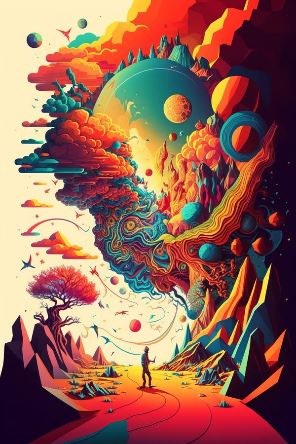 Psychedelic Mountains Stock Illustrations – 1,040 Psychedelic Mountains ...