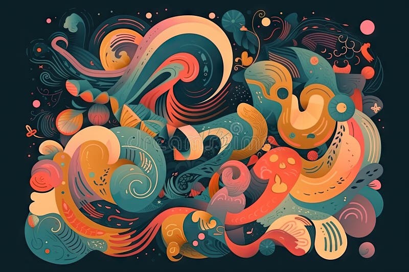 Psychedelic Lettering with Abstract Patterns and Shapes Stock ...
