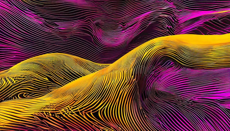 Psychedelic Lines Surrealism, Abstract Gradient Background with Linest ...