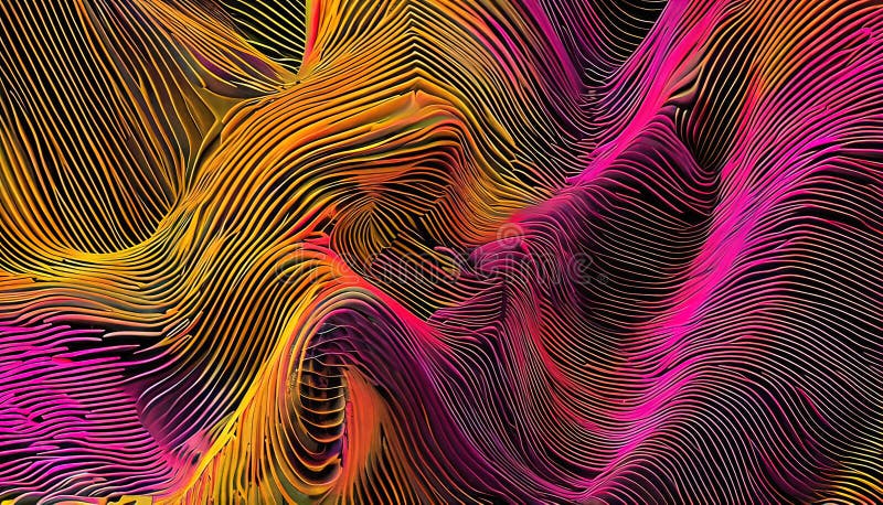 Psychedelic Lines Surrealism, Abstract Gradient Background with Linest ...