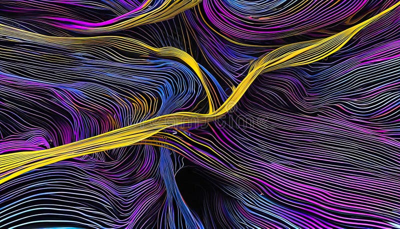 Psychedelic Lines Surrealism, Abstract Gradient Background with Linest ...