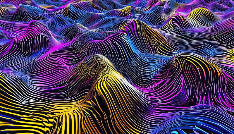 Psychedelic Lines Surrealism, Abstract Gradient Background with Linest ...